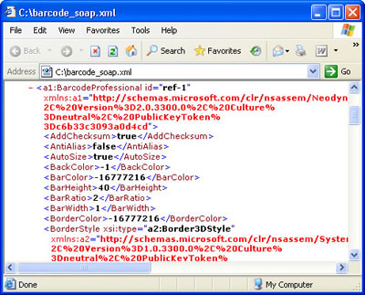 How to serialize a Barcode Professional object