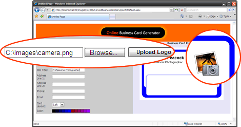 How to build an advanced ASP.NET AJAX Business Card Generator featuring image logo upload with ...